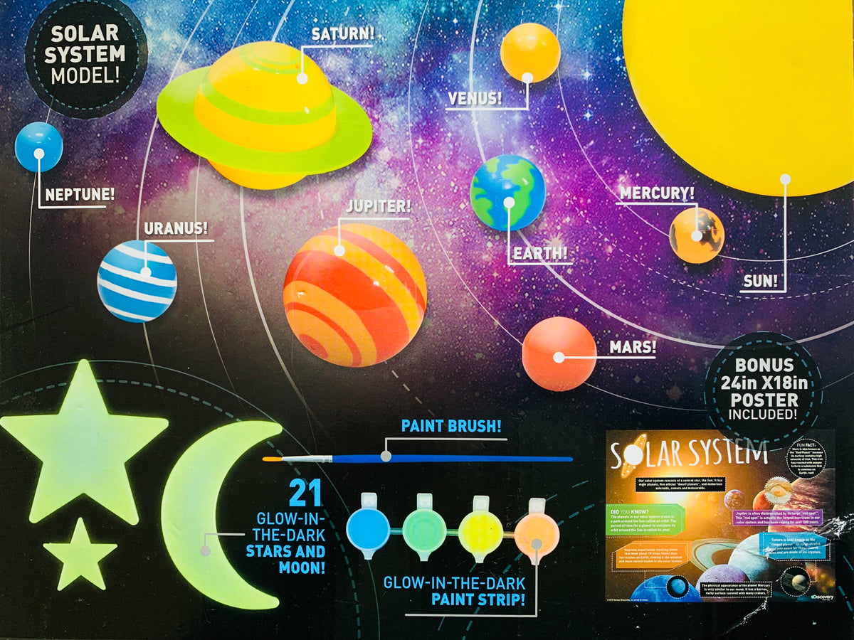 Discovery Solar System Model Glow In Dark Paint Stars 30 Pieces 3D ...